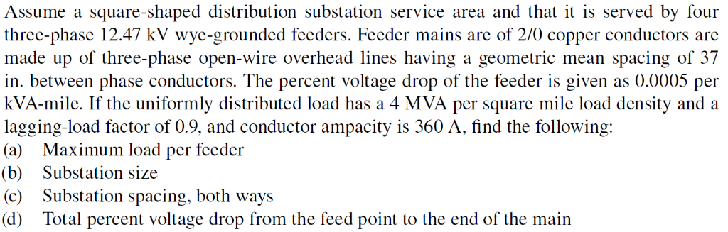 Solved Assume a square-shaped distribution substation | Chegg.com