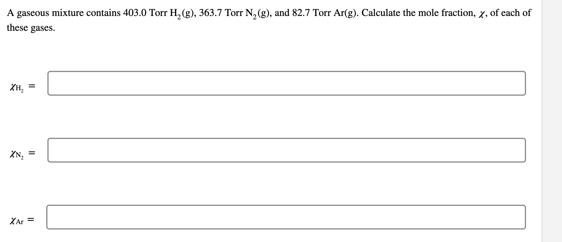 Solved A gaseous mixture contains 403.0 Torr H2( g),363.7 | Chegg.com
