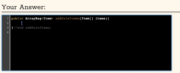 Solved For this question, write a method that will take in | Chegg.com