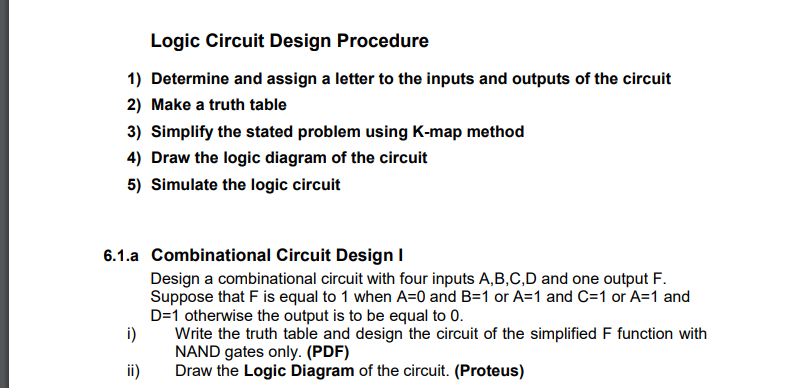 Solved Logic Circuit Design Procedure 1) Determine and | Chegg.com