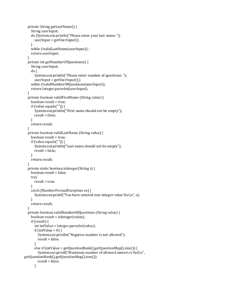 JAVA Quiz Taker and Creator Modes (Source Code | Chegg.com