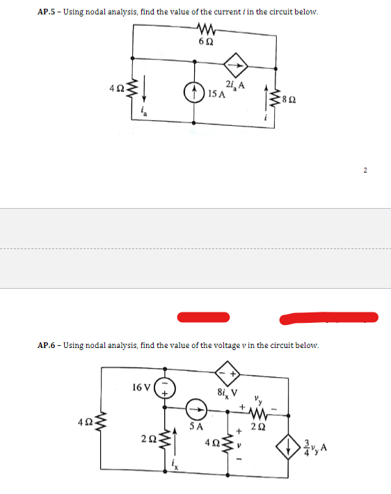 Solved AP.5 - Using nodal analysis, find the value of the | Chegg.com