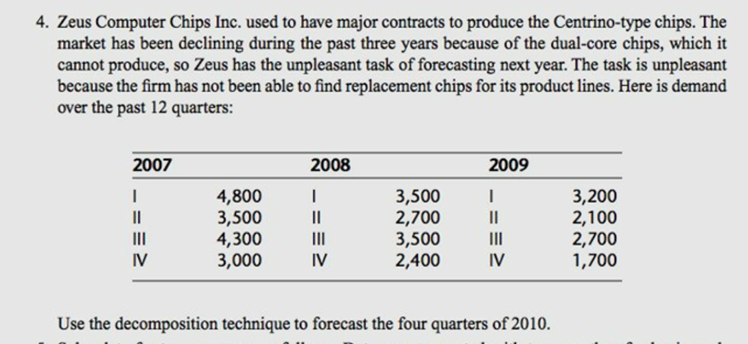 Solved 4. Zeus Computer Chips Inc. used to have major | Chegg.com