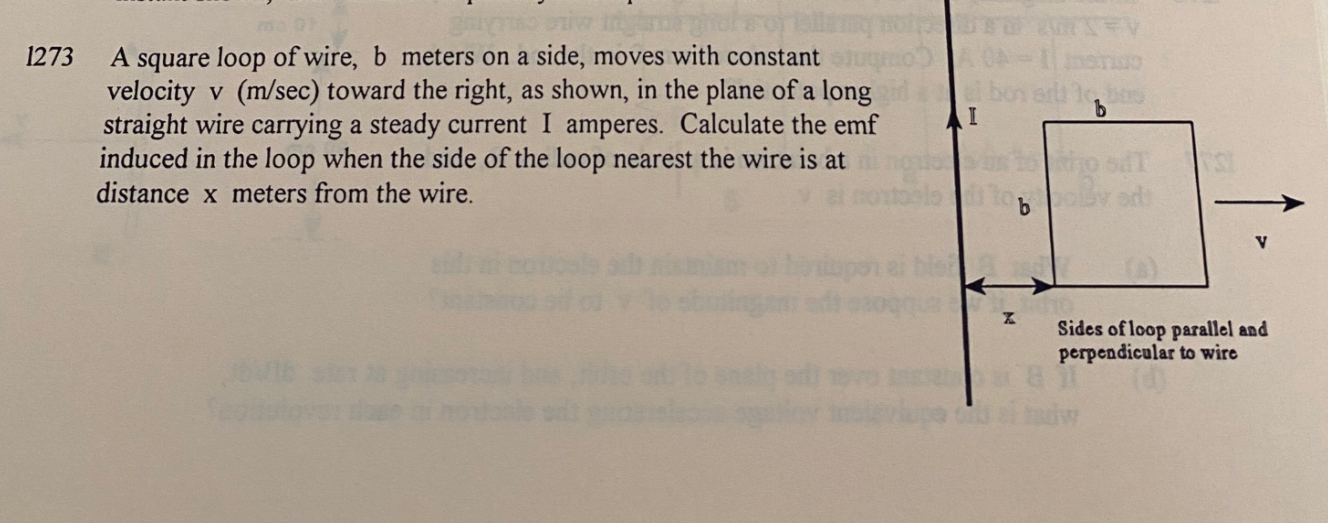 Solved 1273 b A square loop of wire, b meters on a side, | Chegg.com