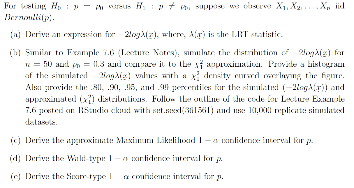 Solved For testing H0:p=p0 versus H1:p =p0, suppose we | Chegg.com
