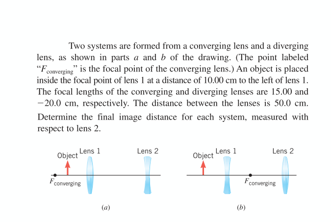Solved Two systems are formed from a converging lens and a | Chegg.com