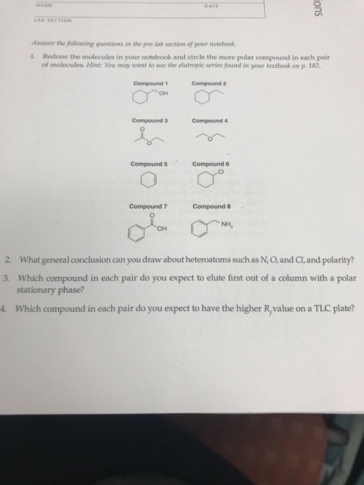 DATE LAB SECTION Answer the following questions in | Chegg.com