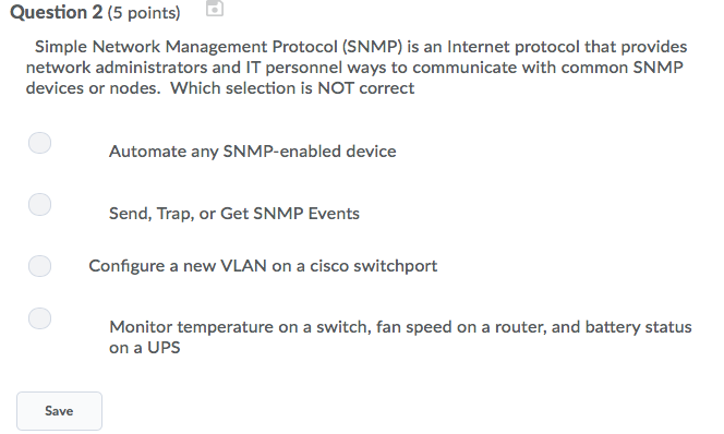 Solved Question 2 (5 points) Simple Network Management | Chegg.com
