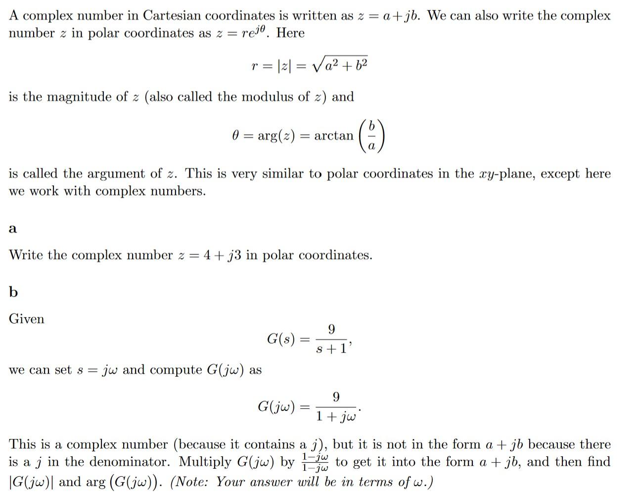 Solved A complex number in Cartesian coordinates is written | Chegg.com