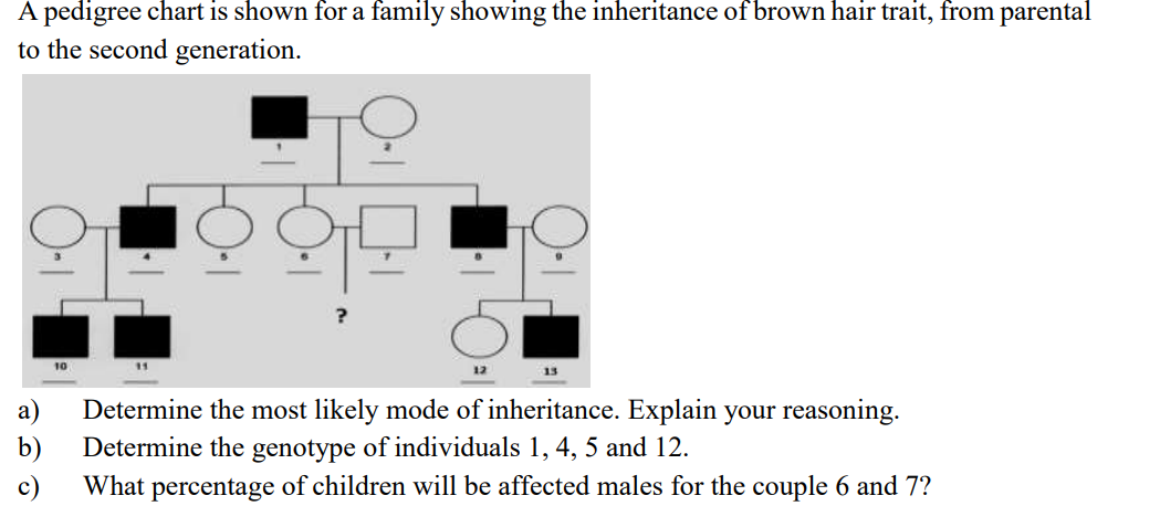 Solved A pedigree chart is shown for a family showing the | Chegg.com