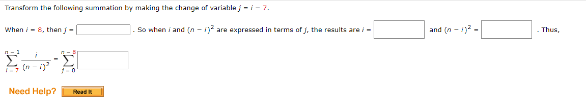 Solved Transform the following summation by making the | Chegg.com