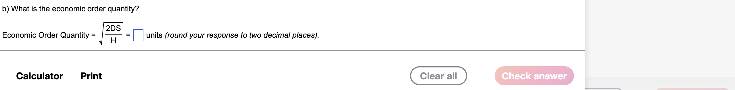 Solved b) What is the economic order quantity? Economic | Chegg.com