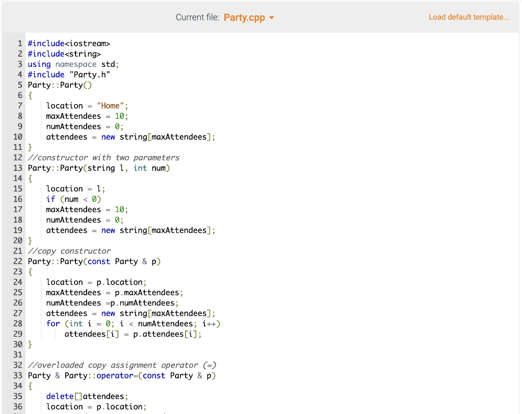 Solved This exercise defines a Party class to store the | Chegg.com