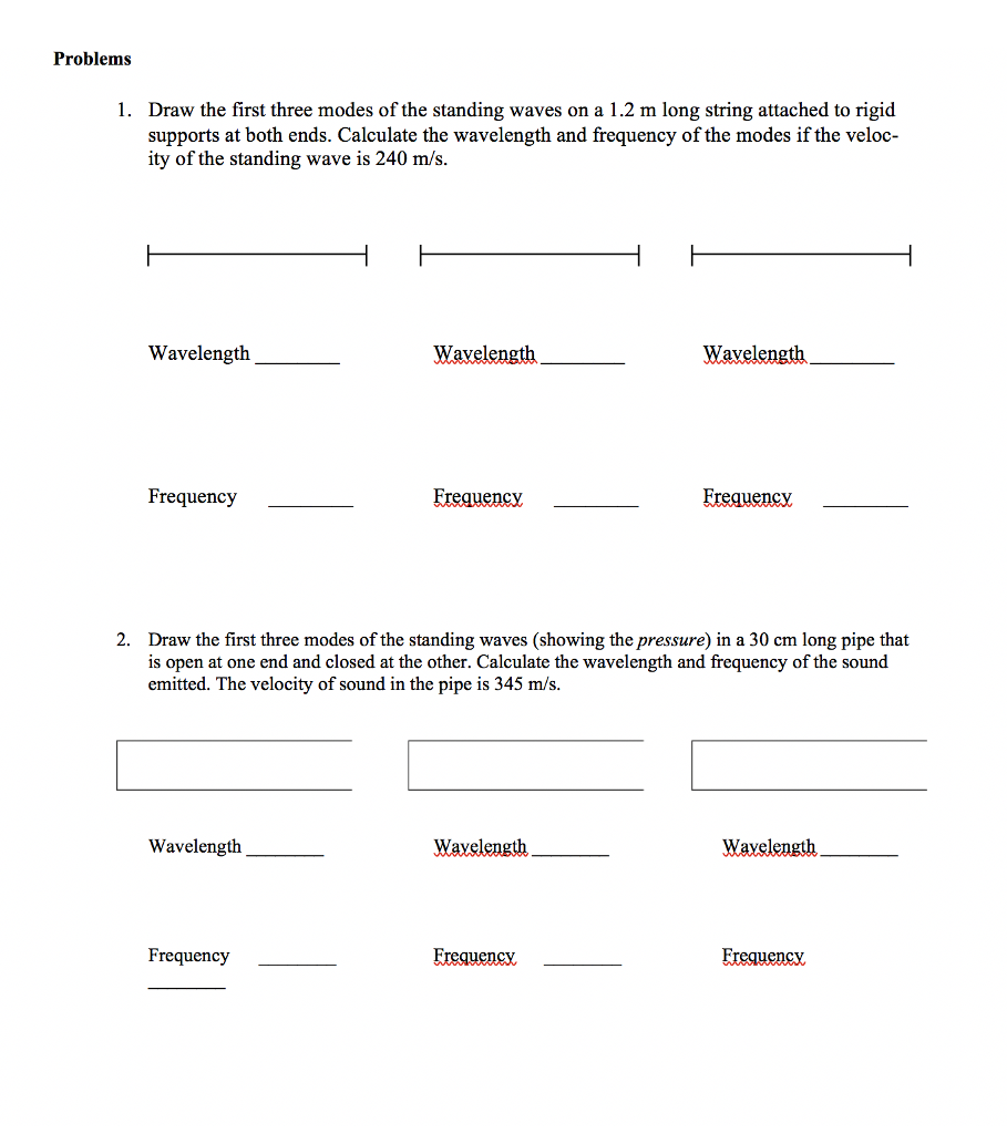 Solved Problems Draw the first three modes of the standing | Chegg.com