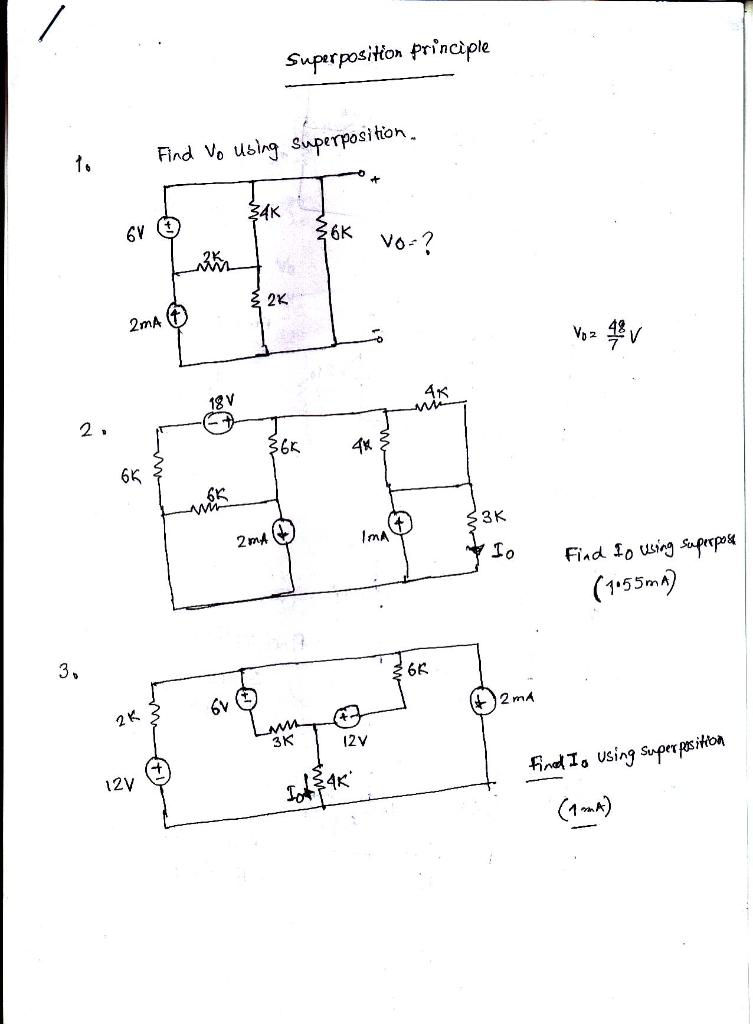 Solved Superposition principle Find Vo using superposition. | Chegg.com