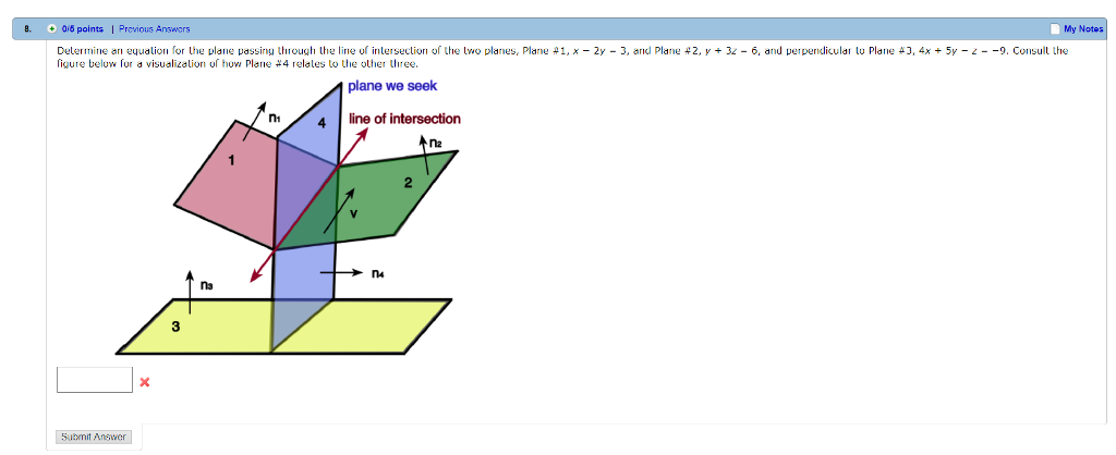 Solved Determine An Equation For The Plane Passing Through 