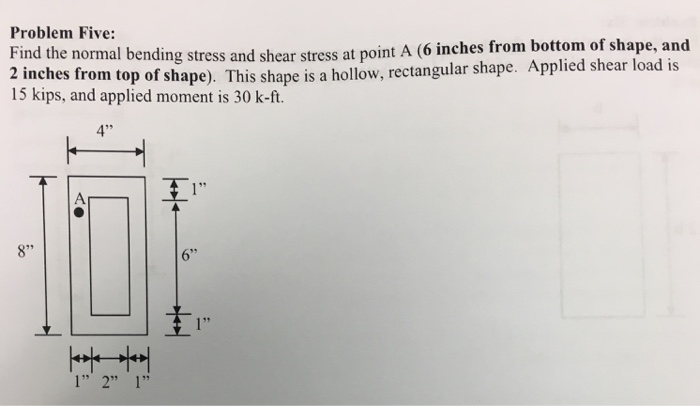 Solved Find the normal bending stress and shear stress at | Chegg.com