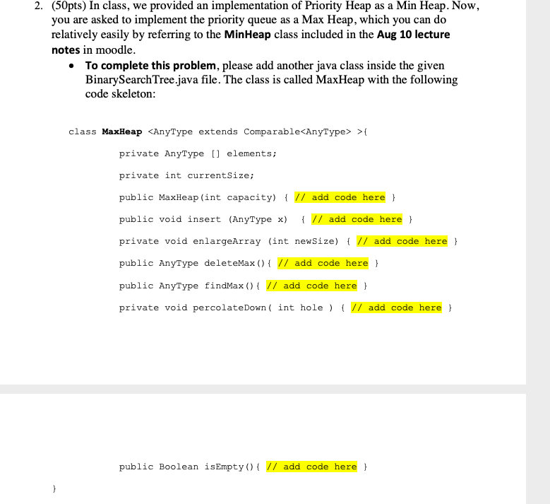 import java.util.*; // each element in the BST can | Chegg.com