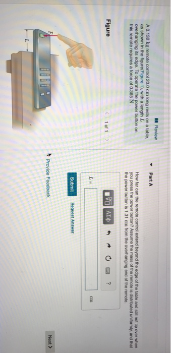 Solved Review Part A A 0.132 kg remote control 20.0 cm long | Chegg.com