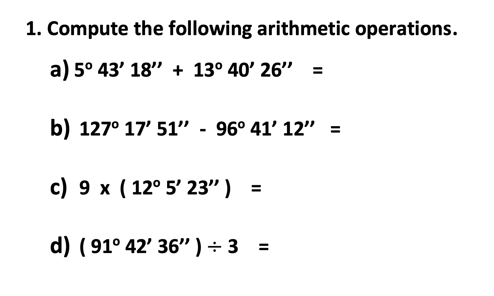 Solved 1. Compute the following arithmetic operations. a) 5° | Chegg.com
