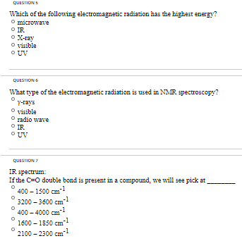 Solved QUESTIONS Which of the following electromagnetic | Chegg.com