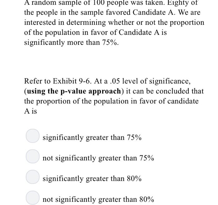Solved A random sample of 100 people was taken. Eighty of | Chegg.com