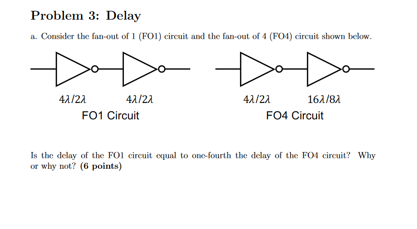 Solved Problem 3: Delay a. Consider the fan-out of 1 (FO1) | Chegg.com