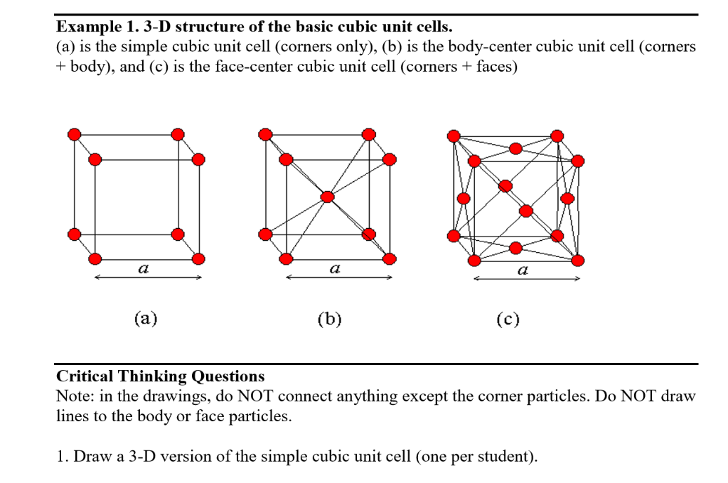 Solved Example 1. 3-D structure of the basic cubic unit | Chegg.com