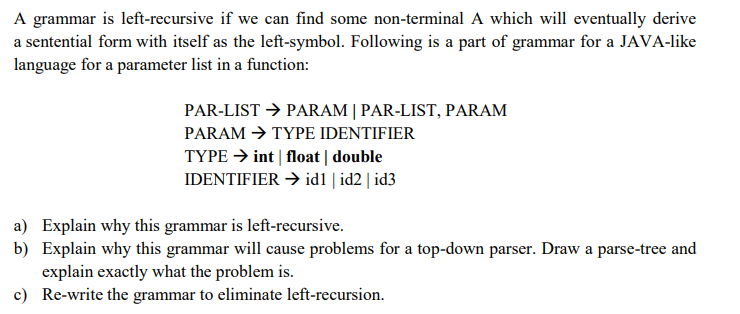 Solved A grammar is left-recursive if we can find some | Chegg.com