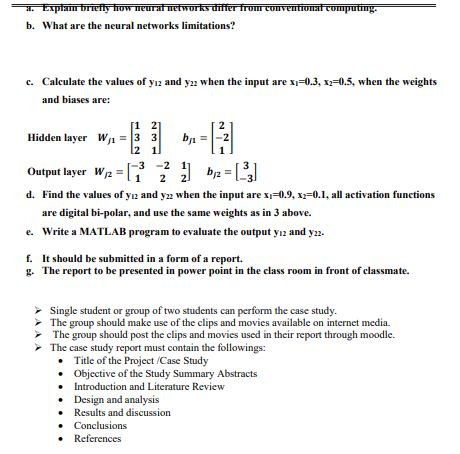 CASE STUDY: A neural network has a structure as shown | Chegg.com