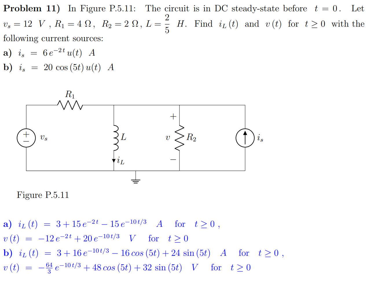 Solved Problem 11) In Figure P.5.11: The circuit is in DC | Chegg.com