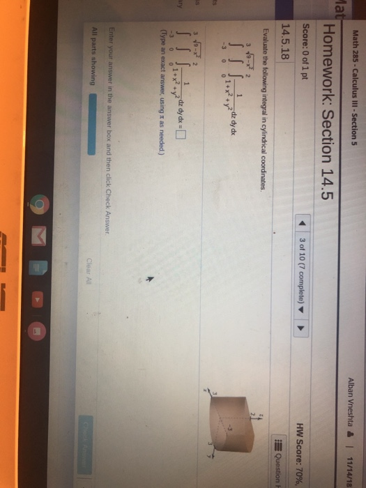 Solved Math 285-Calculus Homework: Section 14.5 Score: 0 of | Chegg.com