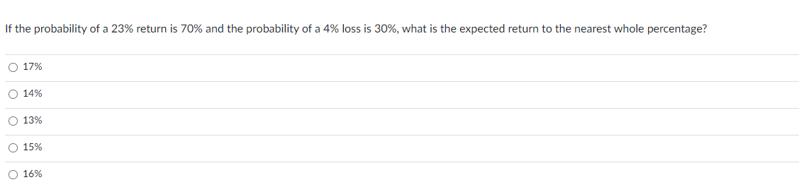 Solved If the probability of a 23% return is 70% and the | Chegg.com