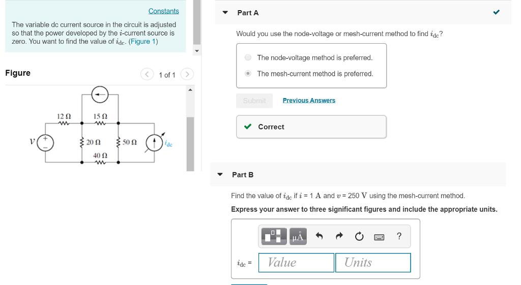 Solved Constants Part A The variable dc current source in | Chegg.com