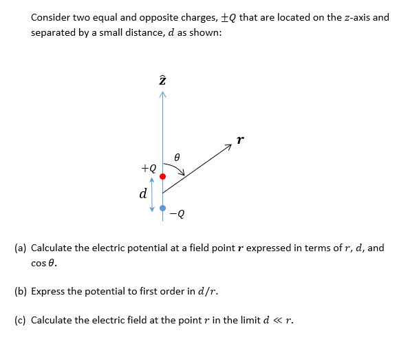 Solved Consider two equal and opposite charges, Q that are | Chegg.com
