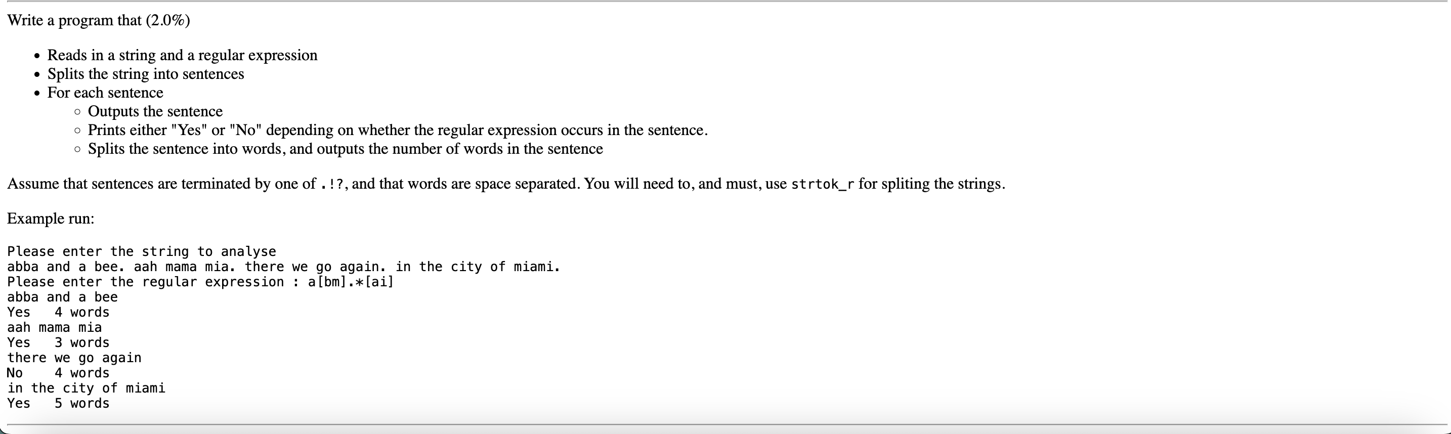 Solved IN C CODE Write a program that (2.0%)Reads in a | Chegg.com