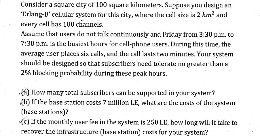 Solved Consider a square city of 100 square kilometers. | Chegg.com