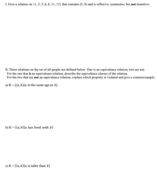 Solved L. Give a relation on {1,3,5,6,8,11,12} that contains | Chegg.com
