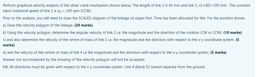 Solved Perform graphical velocity analysis of the slider | Chegg.com