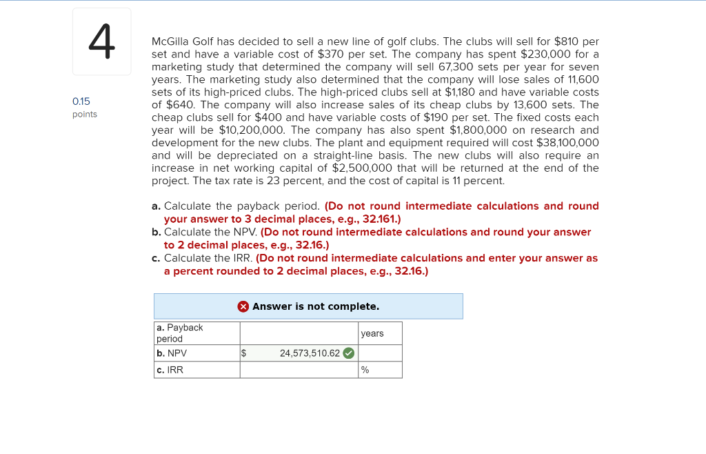 Solved McGilla Golf has decided to sell a new line of golf | Chegg.com