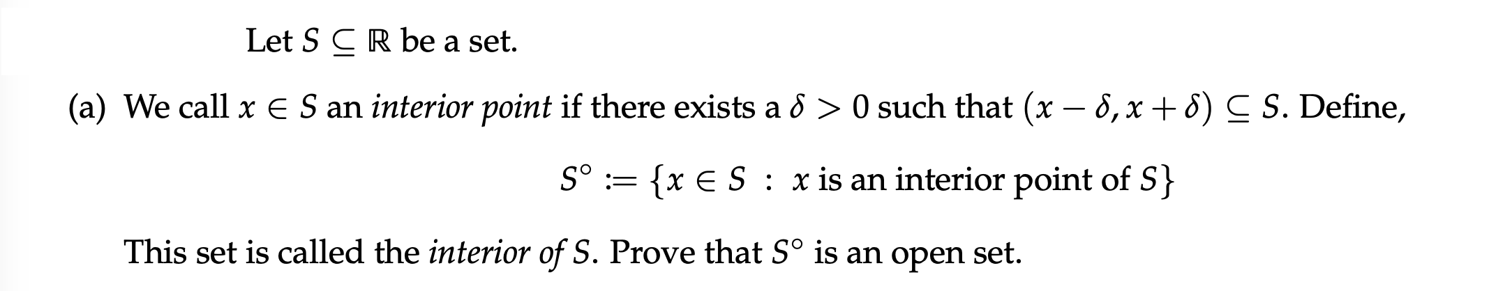 Solved (a) We call \\( x \\in S \\) an interior point if | Chegg.com