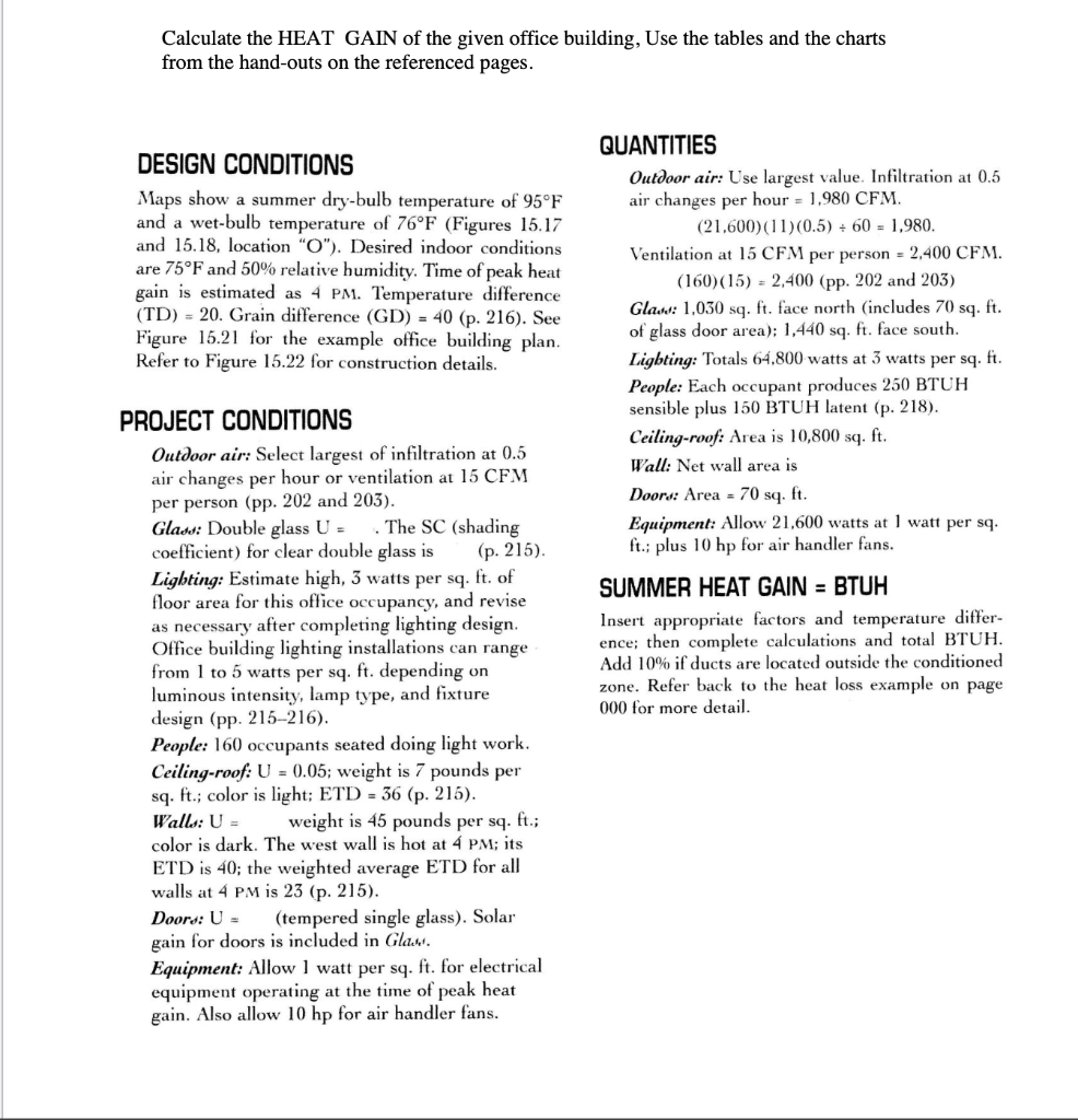 Solved Calculate the HEAT GAIN of the given office building, | Chegg.com