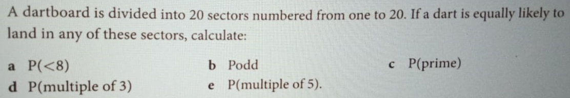 Solved A dartboard is divided into 20 sectors numbered from | Chegg.com