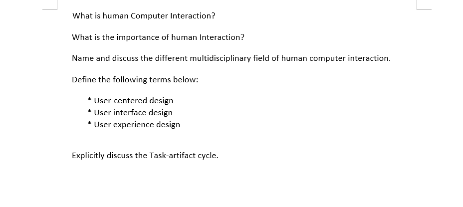 Solved What is human Computer Interaction? What is the | Chegg.com