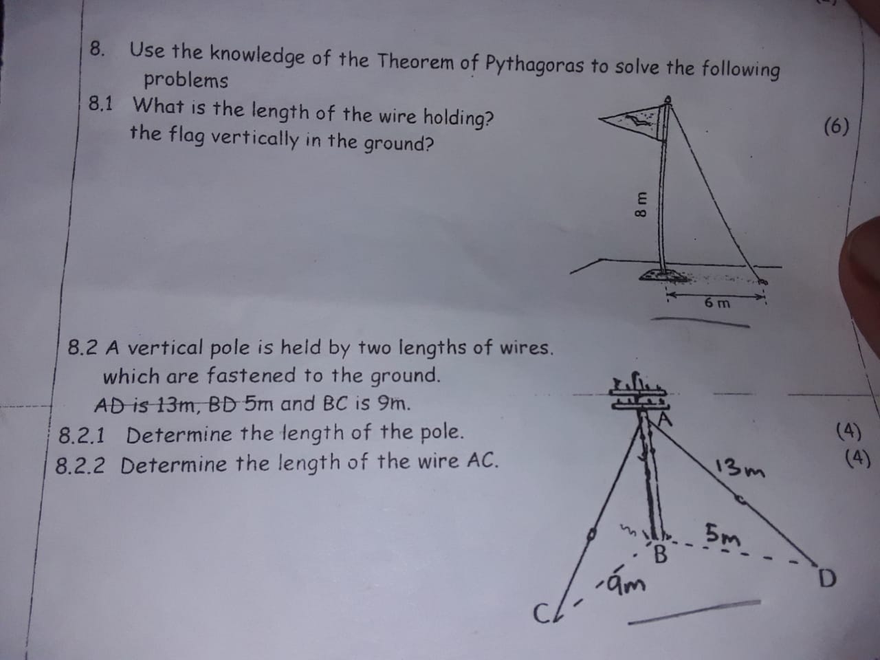 Solved 8. Use the knowledge of the Theorem of Pythagoras to | Chegg.com
