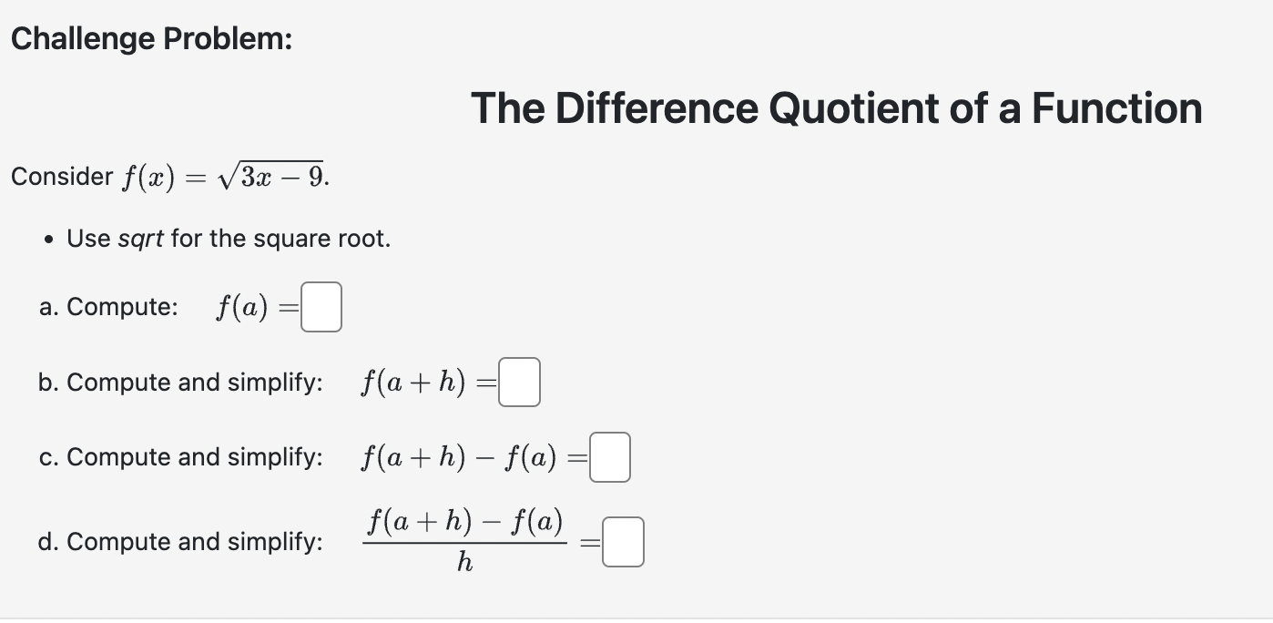 Solved The Difference Quotient of a Function Practice | Chegg.com