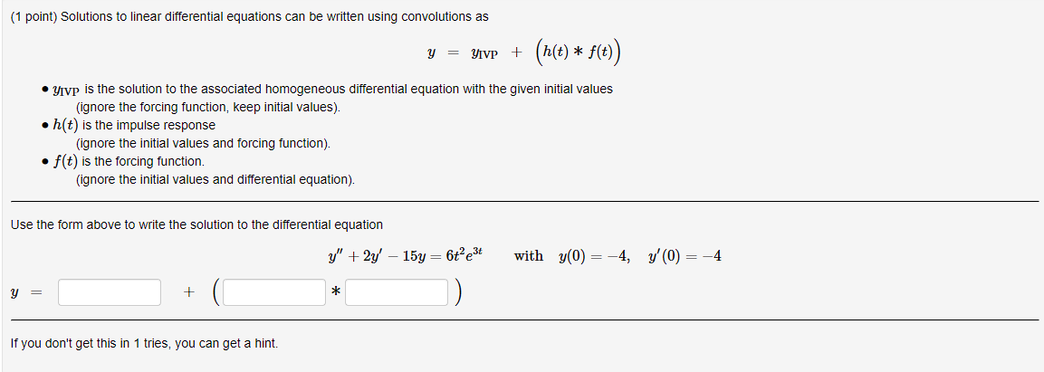 Solved 1 Point Solutions To Linear Differential Equations