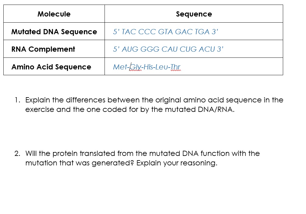 Solved 1. Assume a mistake occurs during DNA replication. | Chegg.com