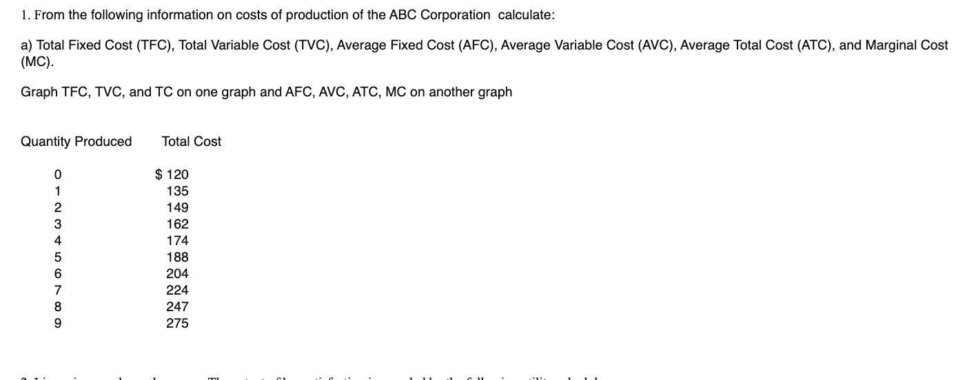 Solved 1. From the following information on costs of | Chegg.com