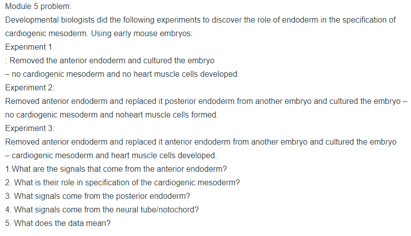Solved Module 5 problem: Developmental biologists did the | Chegg.com
